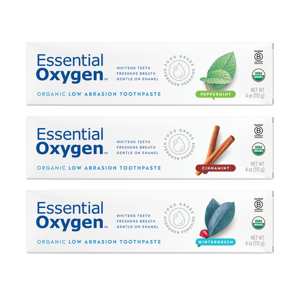 Low Abrasion Organic Toothpaste Rainbow Pack | Essential Oxygen